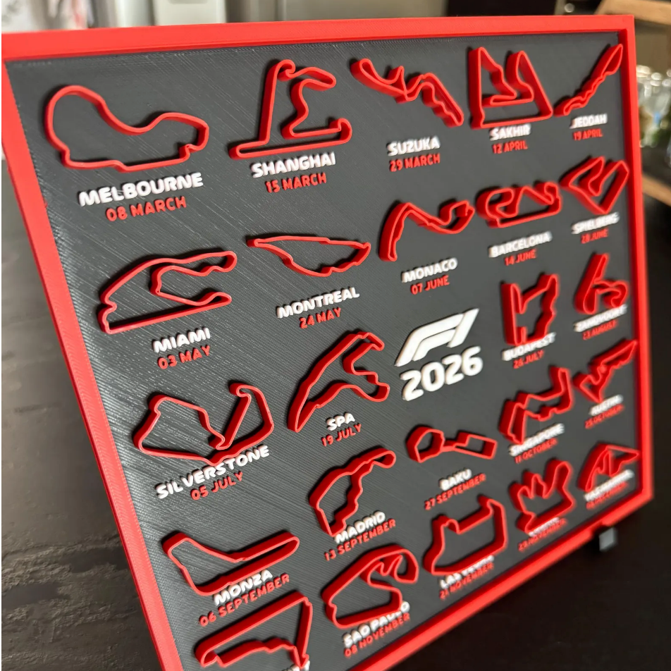 3D-Printed F1-Style 2025 Track Calendar (Fan-Made, NZ) – EEB Creative